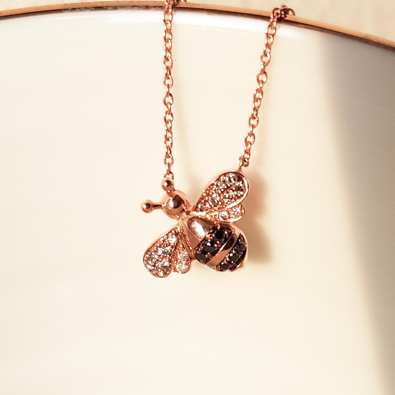 Diamond Bee Pendant Bumble Bee Necklace Gold Bee Necklace | Etsy