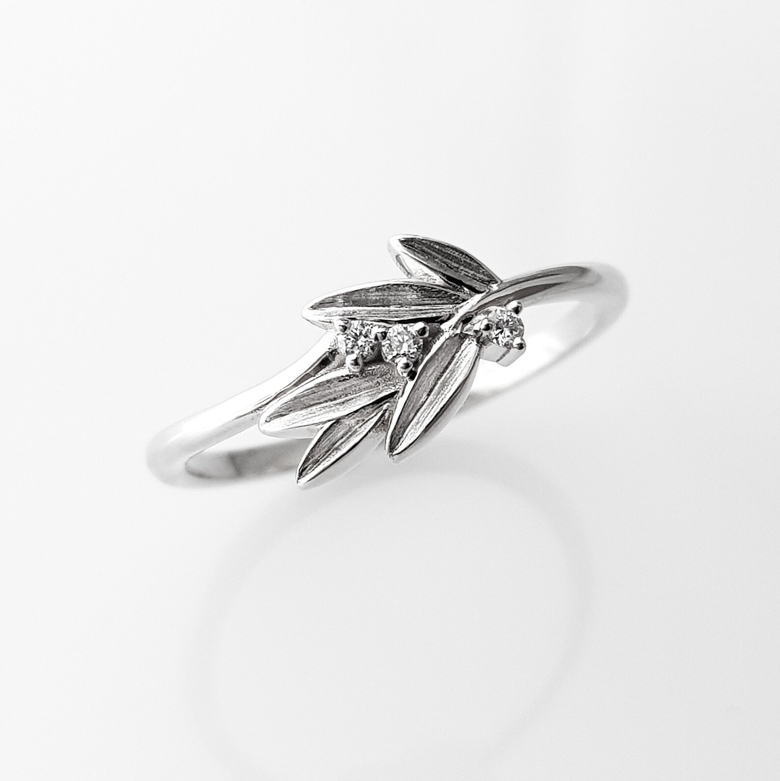 Gold Olive Branch Ring Olive Leaves Ring With Diamonds Greek - Etsy