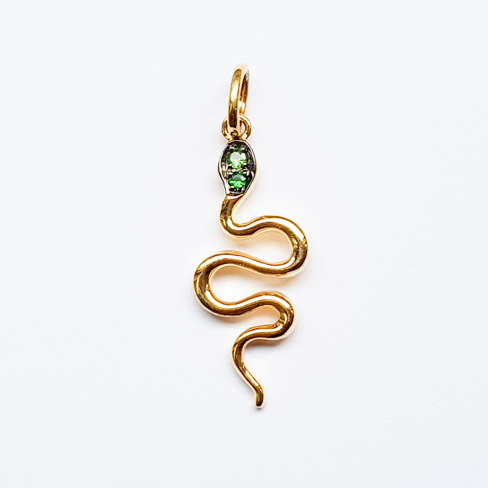 Gold Snake Pendant with Tsavorite Serpent Pendant Layering | Etsy