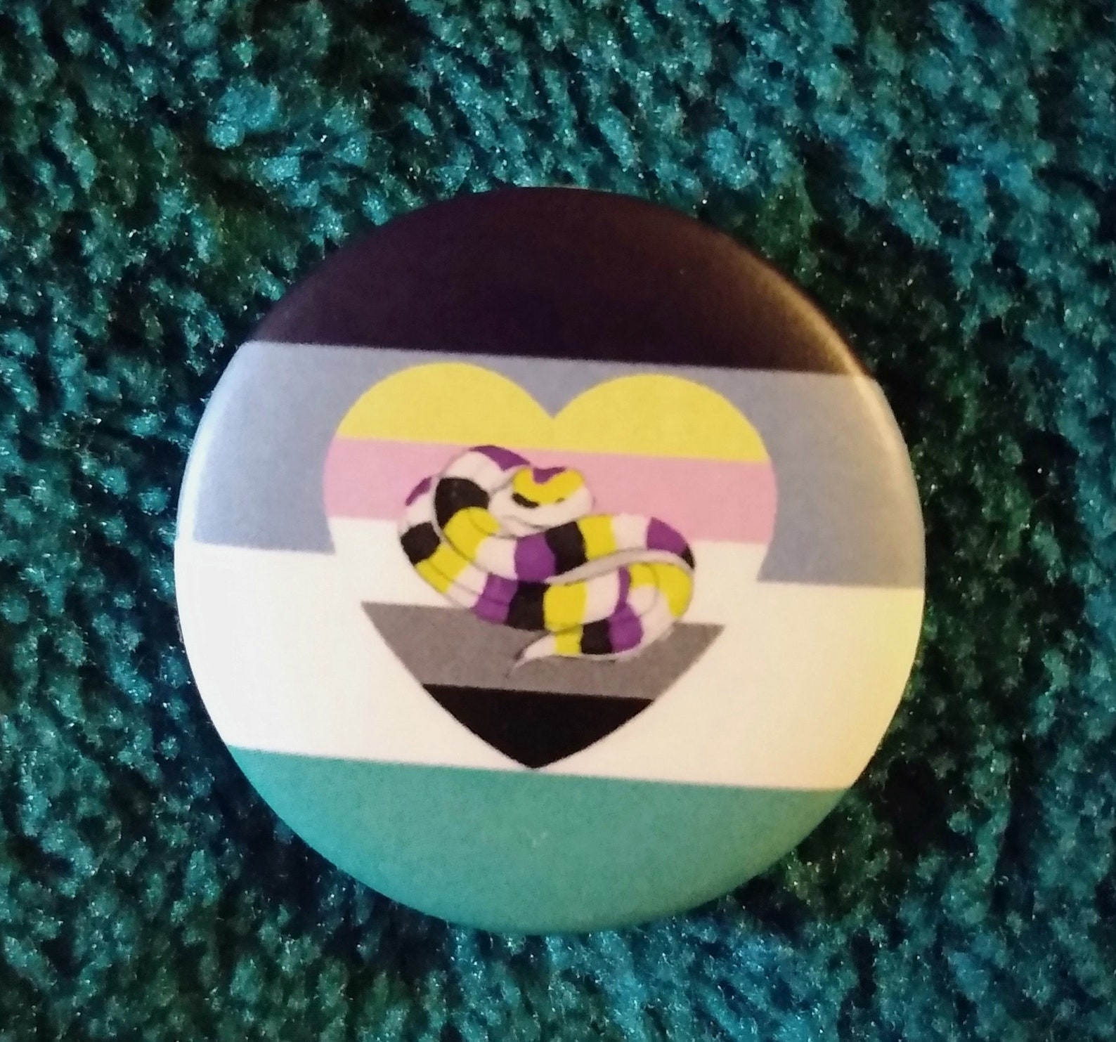 Oriented Aroace Queerplatonic Nonbinary Snek Round Badge Pin - Etsy