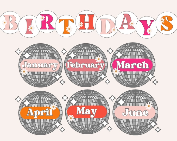 Disco Floral Birthday Display, Bulletin Board, Editable, Retro Groovy ...