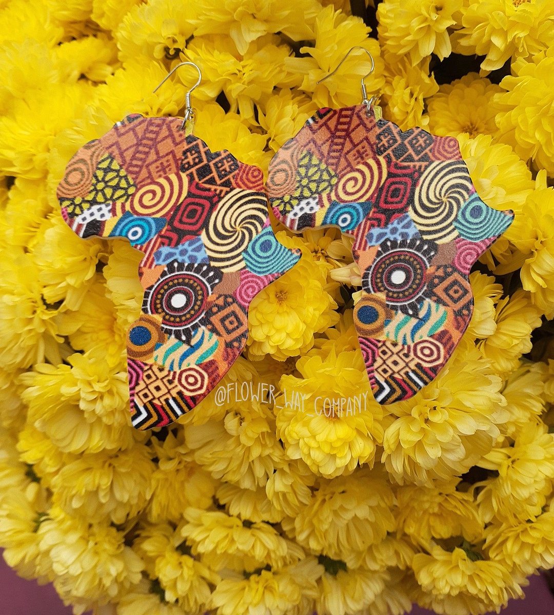 Africa Shaped Earrings, Ethnic Jewelry, Queen Earrings, Powerful ...