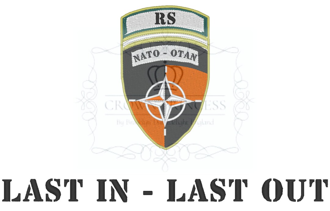 NATO RESOLUTE Support Badge Last in Last Out Large T-shirt Application ...
