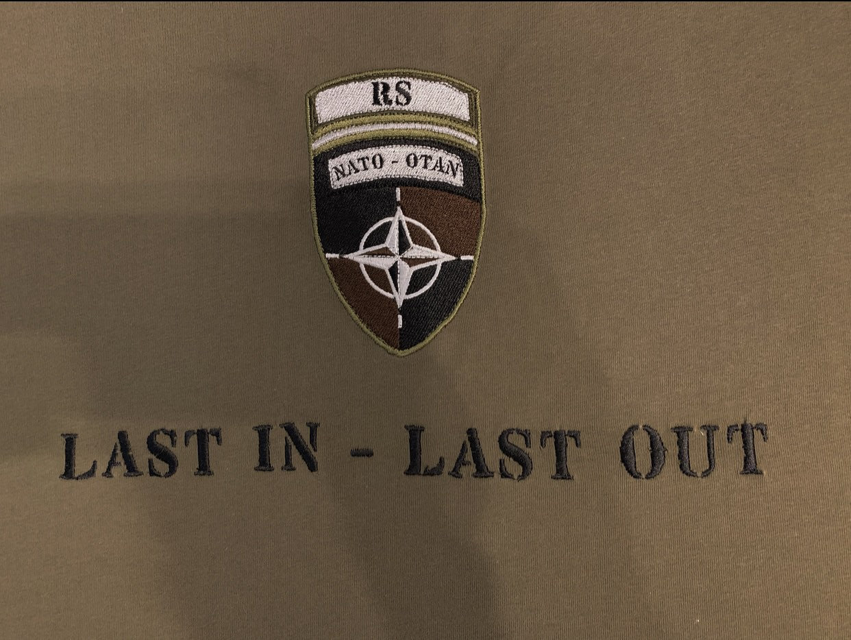 NATO RESOLUTE Support Badge Last in Last Out Application Embroidery ...