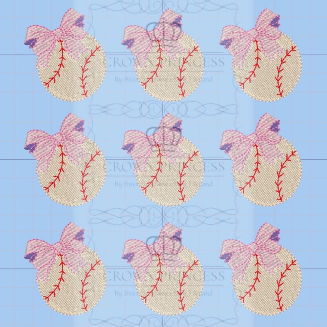 Honkbal Bow Ribbon Set Van 3 Monogram Borduurontwerp Voor Embroidery ...