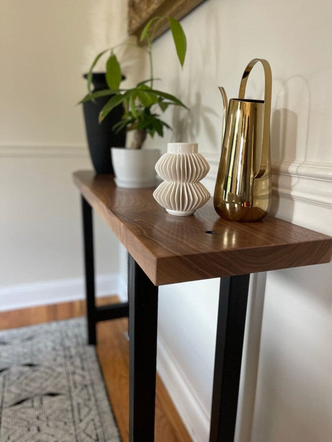 Solid Wood Console Table With Metal Legs - Etsy