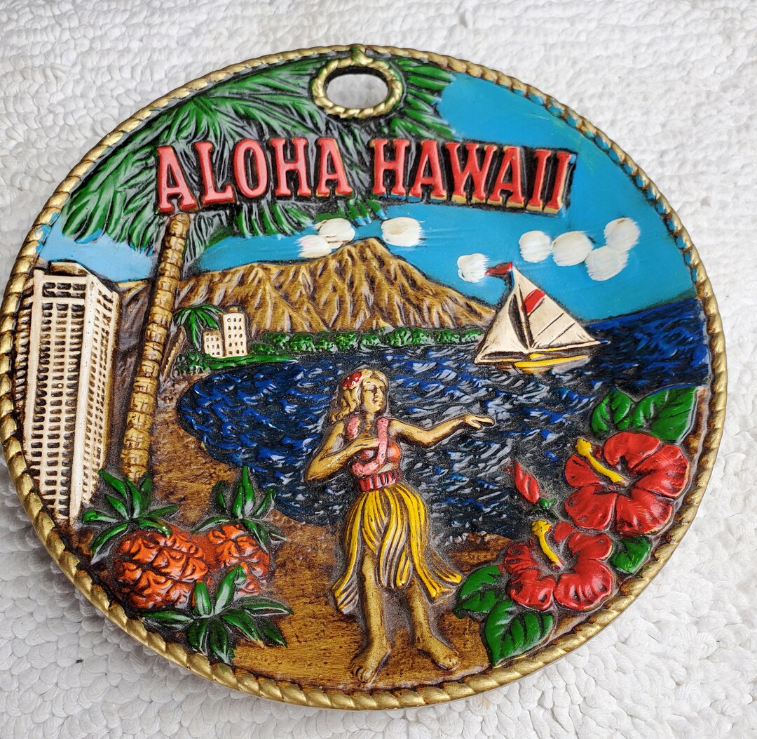 Hawaiian Vintage Souvenir Plate, Aloha Hawaii and Aloha, Ceramic ...