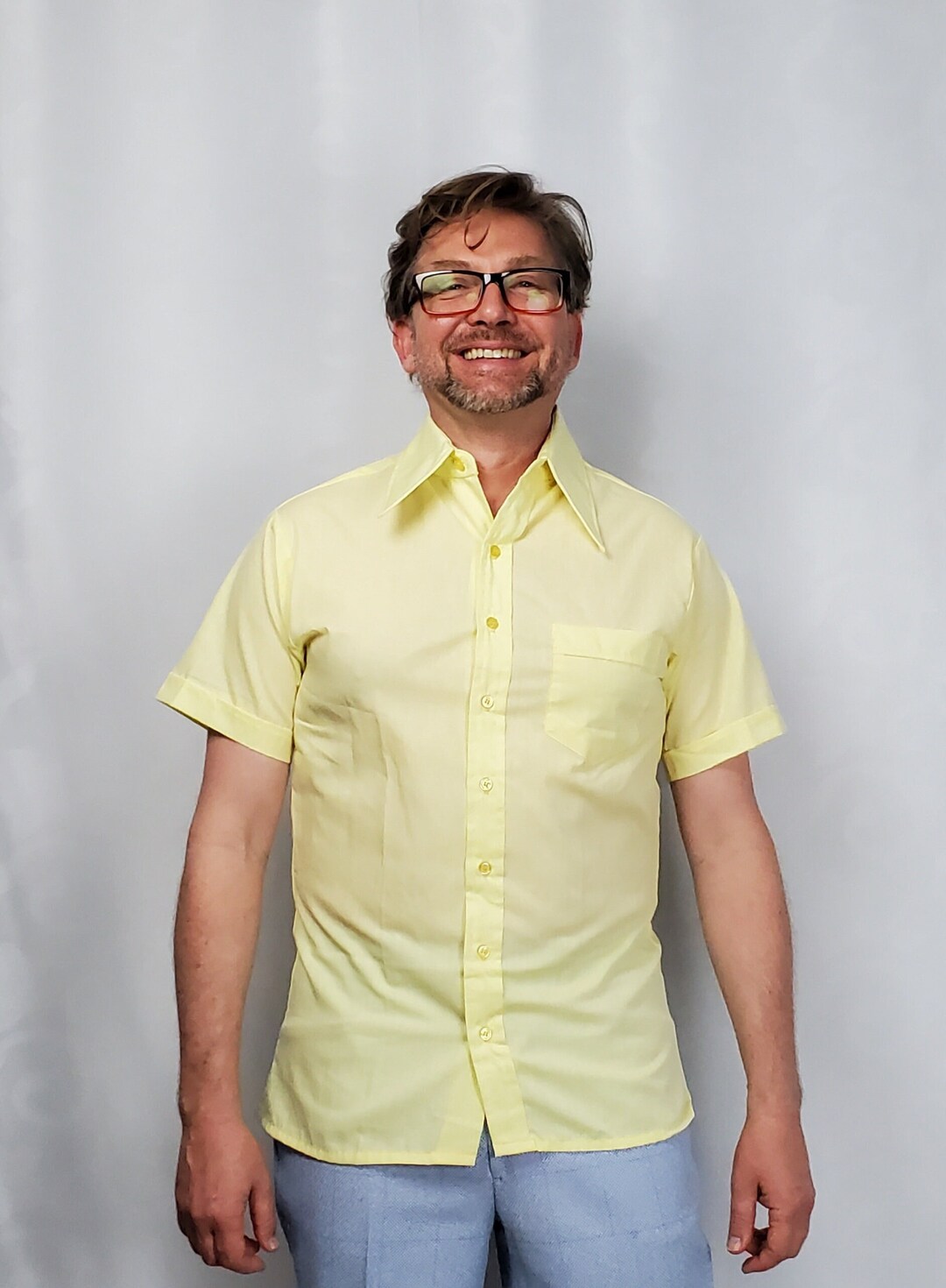 A Beautifully Made Vintage 70 Button up Short Sleeve Lemon - Etsy