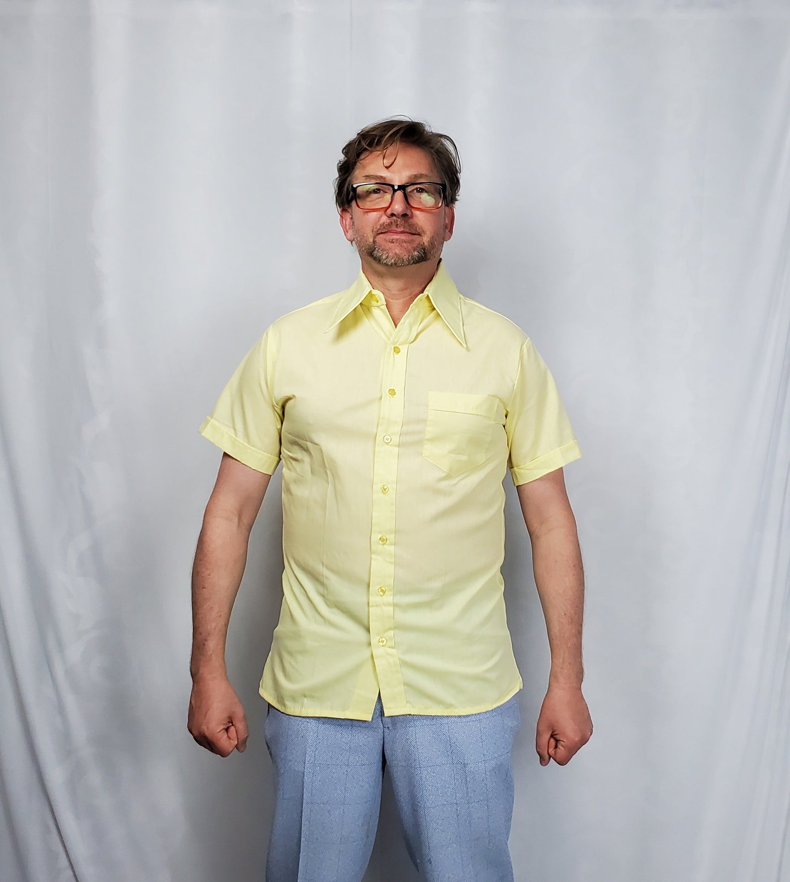 A Beautifully Made Vintage 70 Button up Short Sleeve Lemon - Etsy
