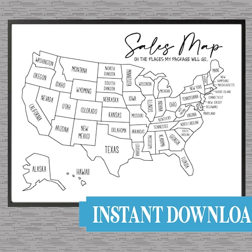 Sales Map Digital Download United States Map Digital - Etsy