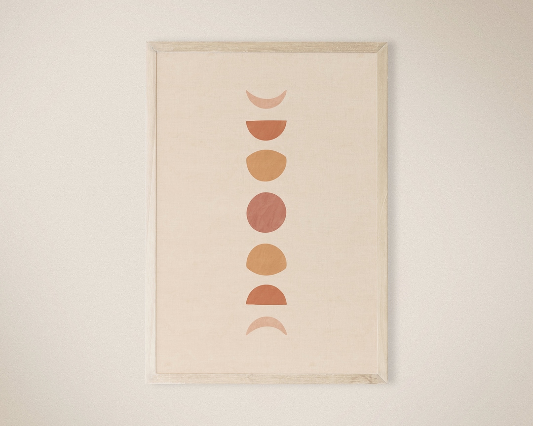 Boho Moon Phases Wall Art, Moon Phase, Lunar Phases, Earth Tones ...