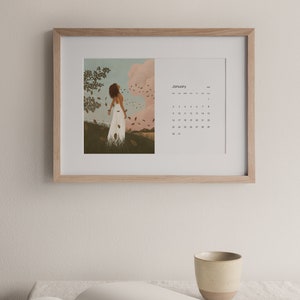 2023 Illustrated Printable Calendar, A5 and Half Letter Size, Feminine ...