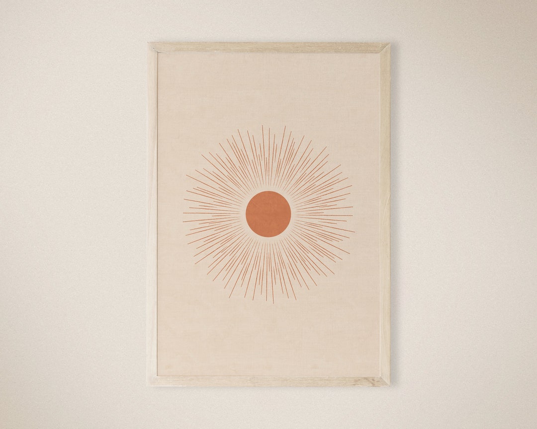 Abstract Sun Art Print, Minimalist Poster, Mid Century, Earth Tones ...
