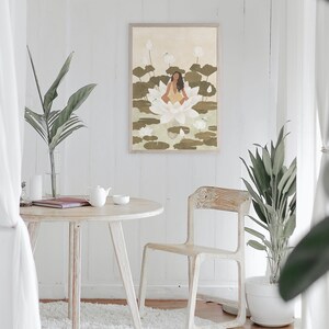 I Am At peace, Spiritual Wall Art, Lotus Flower, Minimalist Woman Art ...