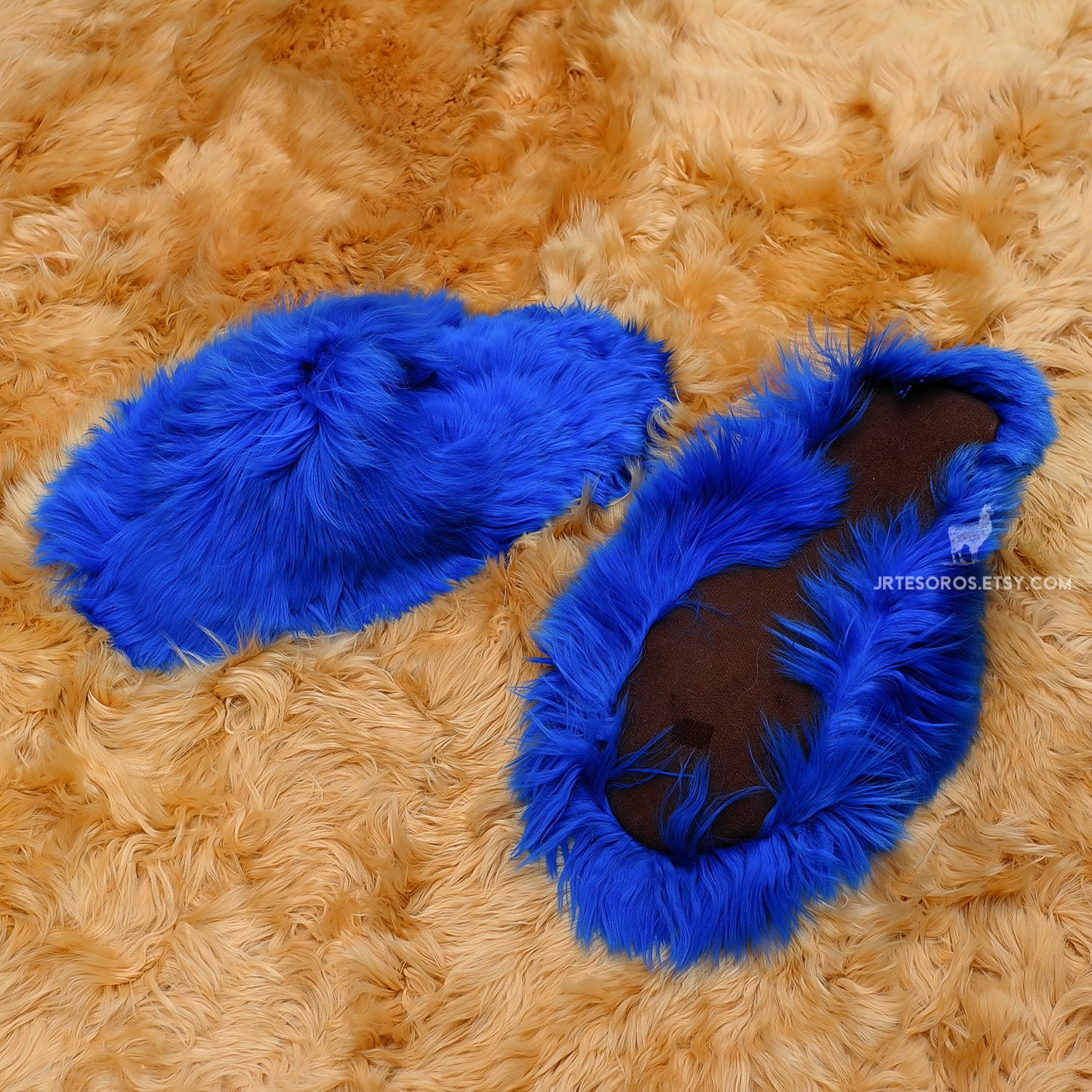 Blue Alpaca Fur Slippers, Soft & Plush Slippers, Slippers Women, Alpaca ...