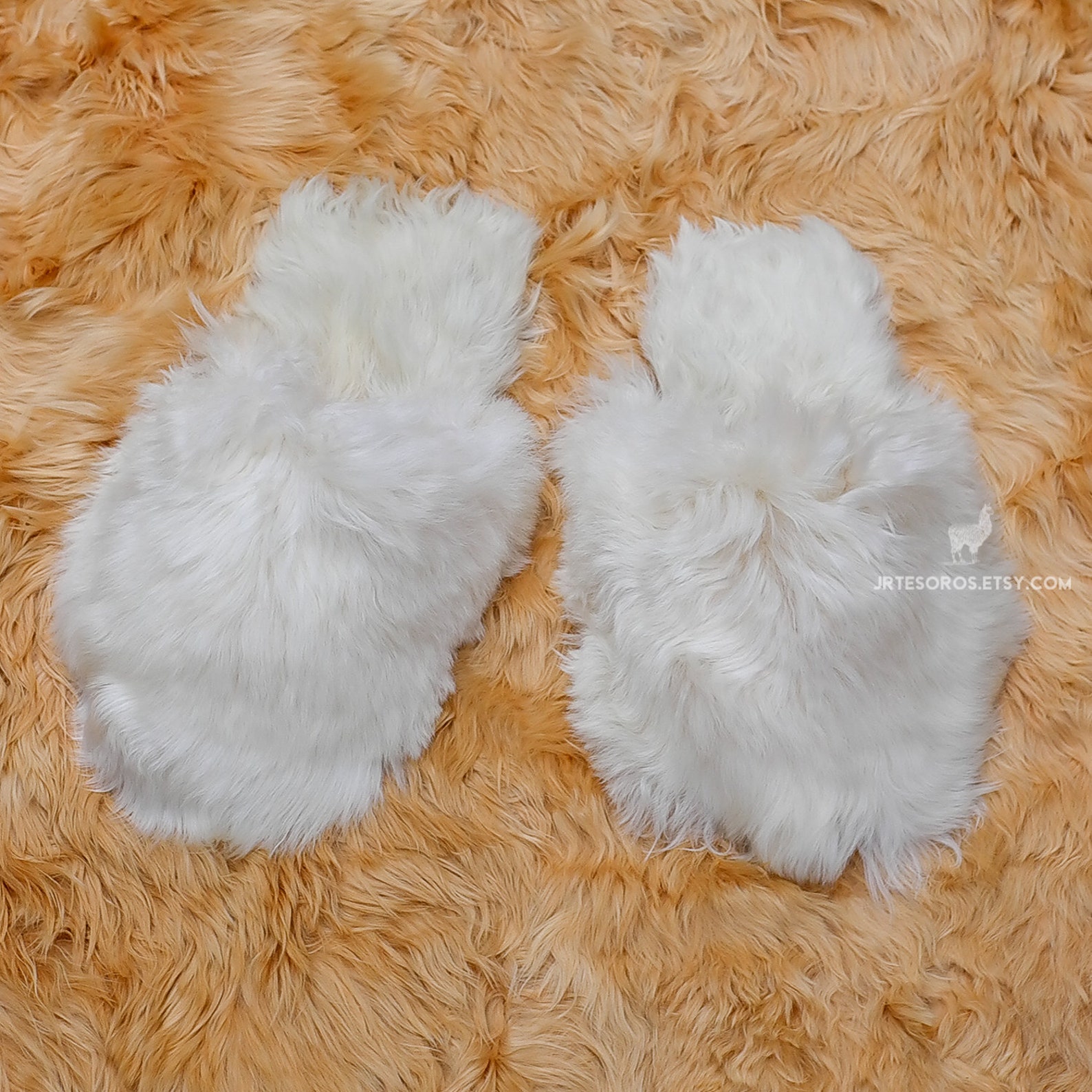 Alpaca Slippers White alpaca real fur slippers women girls | Etsy