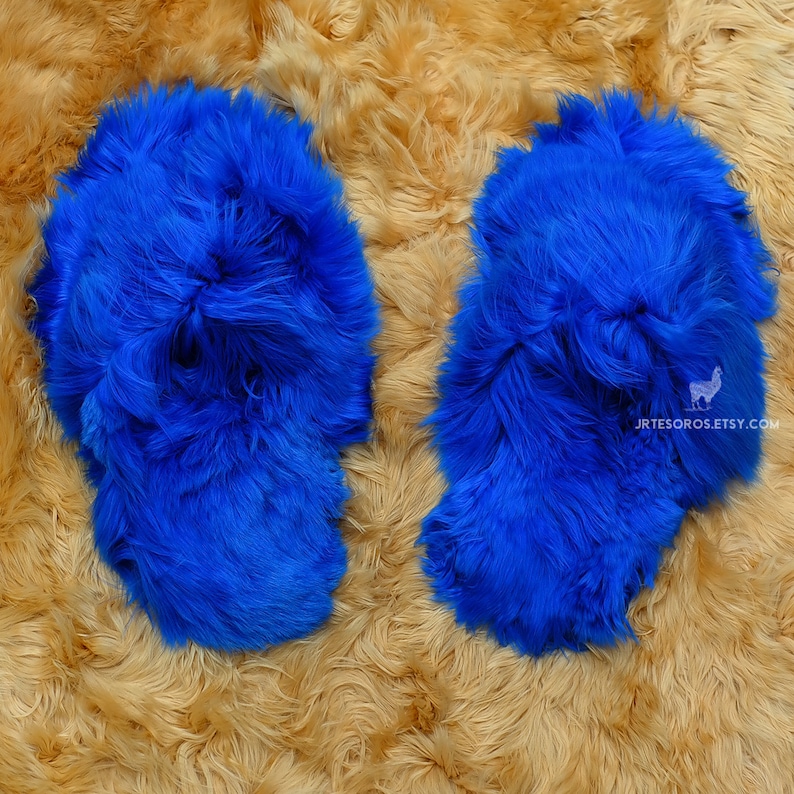 Blue Alpaca Fur Slippers Soft & Plush Slippers Slippers - Etsy