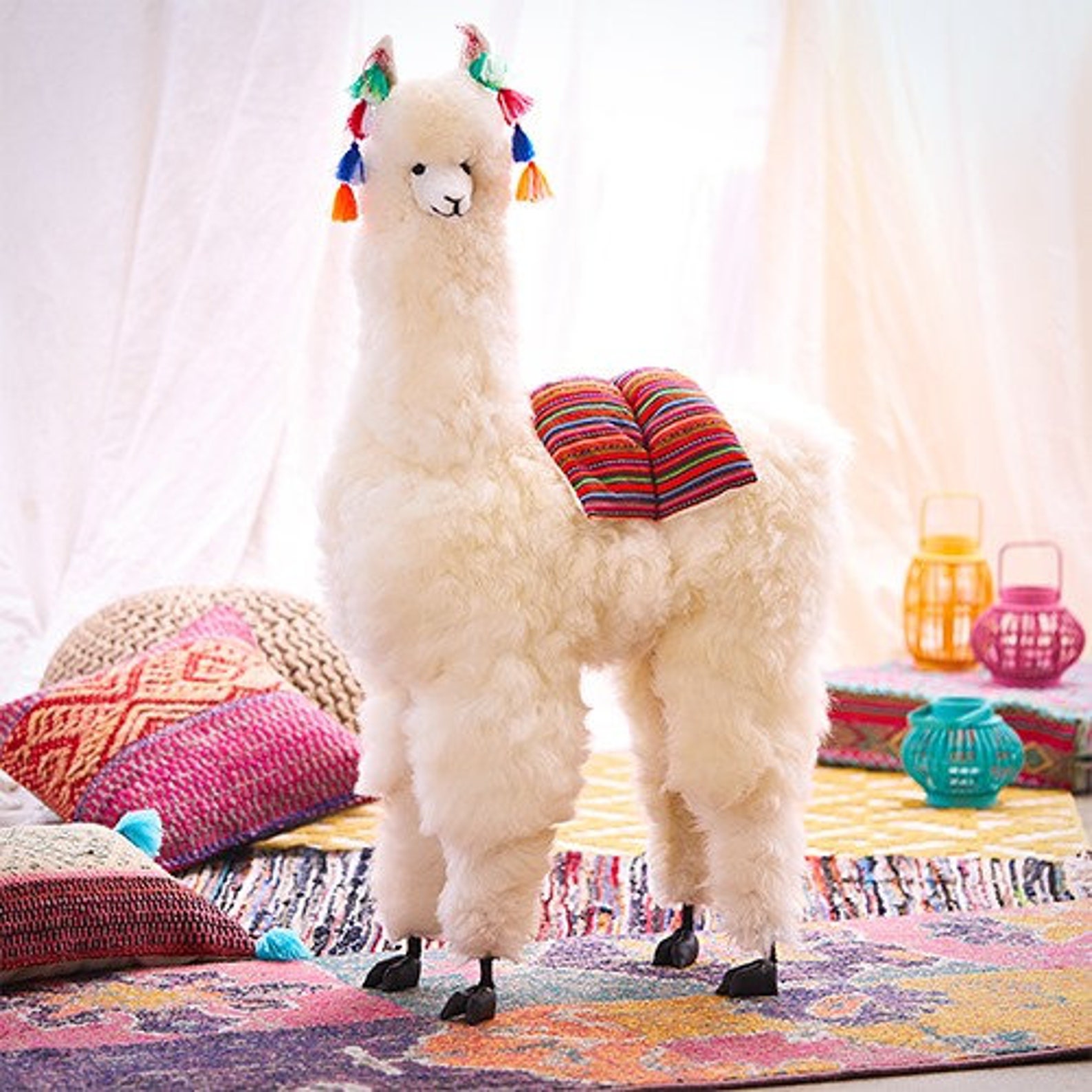 Big Alpaca Fur Toy Handmade - Big Animal Doll Alpaca, Stuffed Alpaca ...