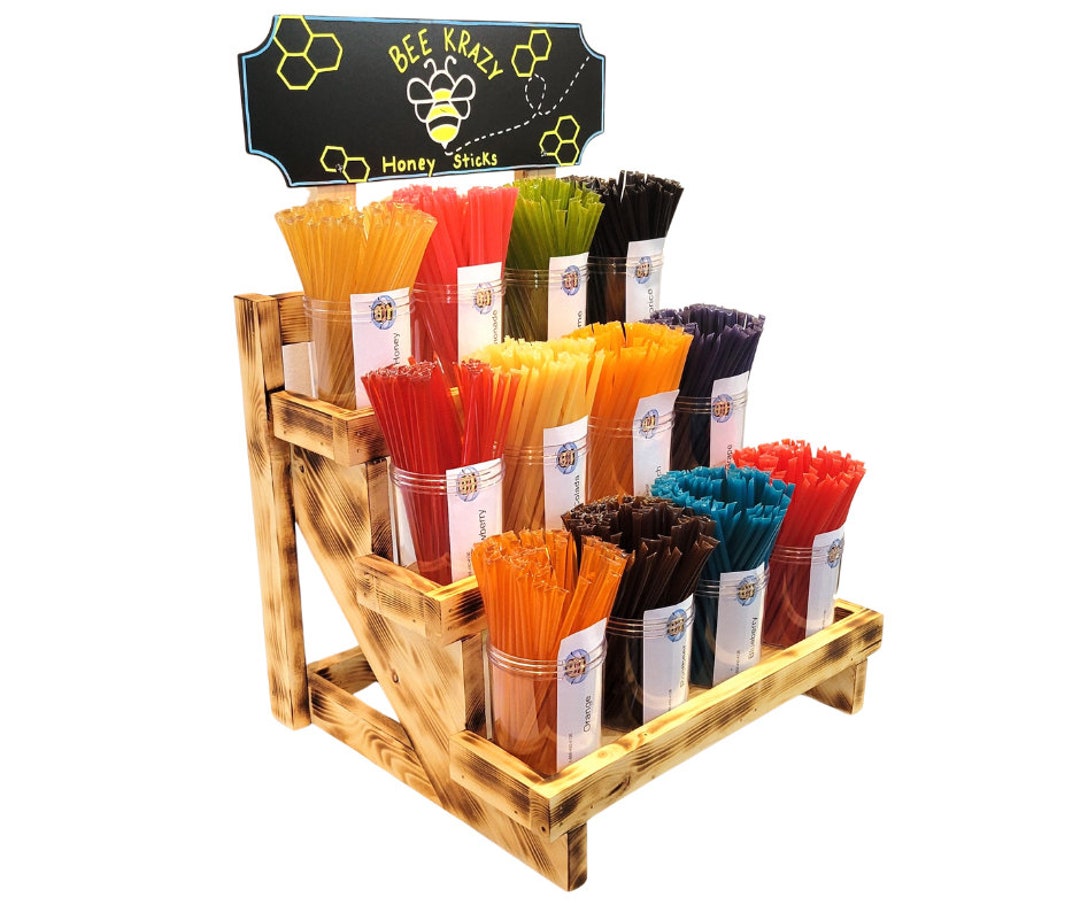 Honey Sticks Display, Bee Krazy Honey Sticks & Display With Neon Board ...