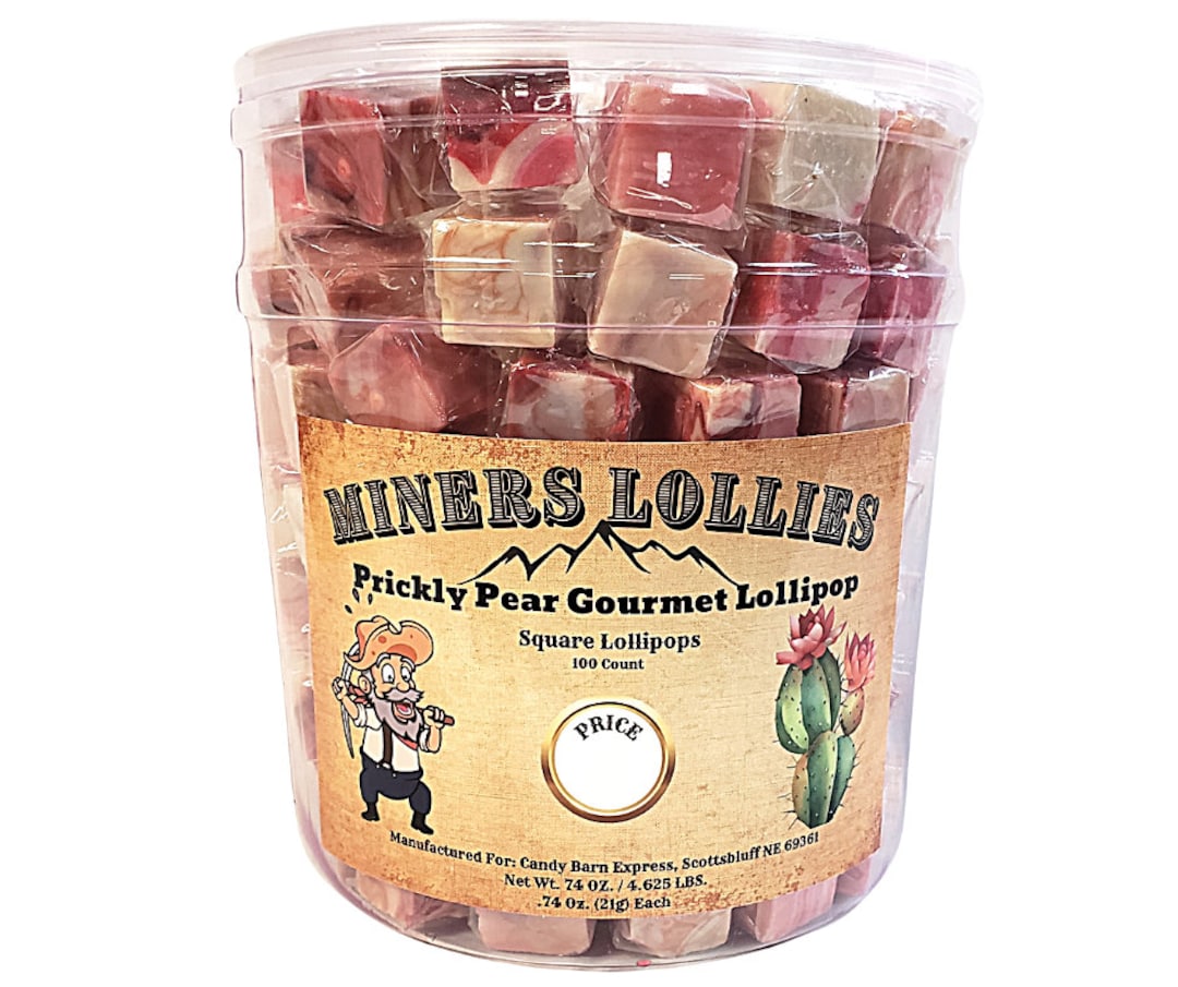 Miners Lollies Prickly Pear Square Gourmet Lollipops 100 Ct. Jar - Etsy