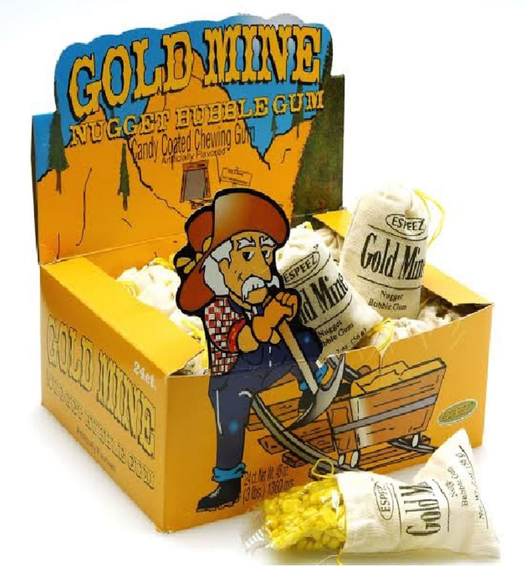 Gold Mine Nugget Bubble Gum, Candy Coated Chewing Gum - 24 Count Burlap ...
