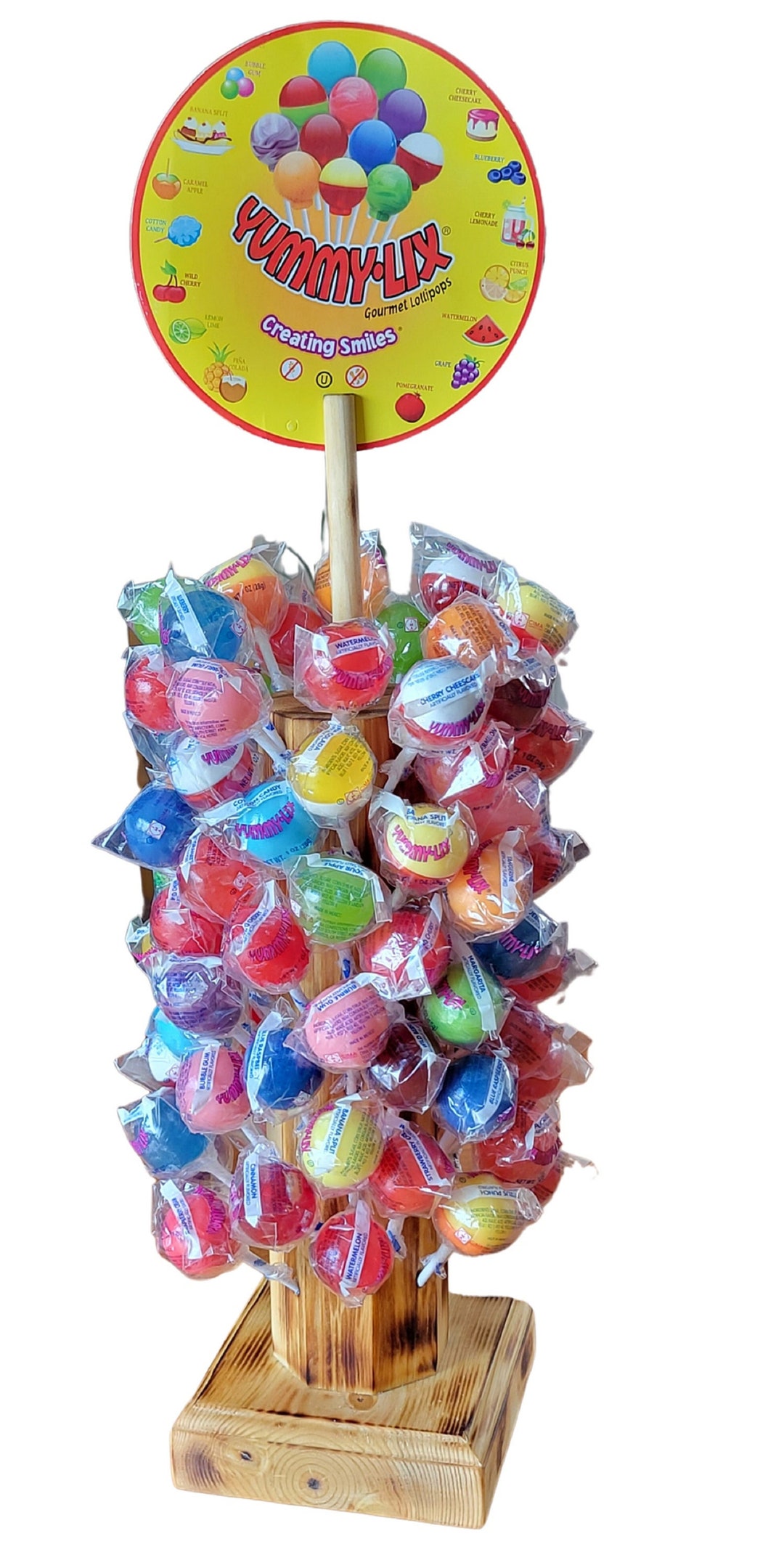Lollipop Stand Burnt Wood Design 3 Diameter Holds 88 Lollipops candy ...
