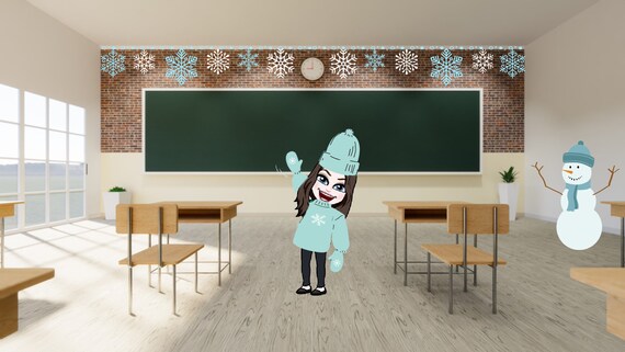 Virtual Winter Classroom Background for Remote Learning | Etsy