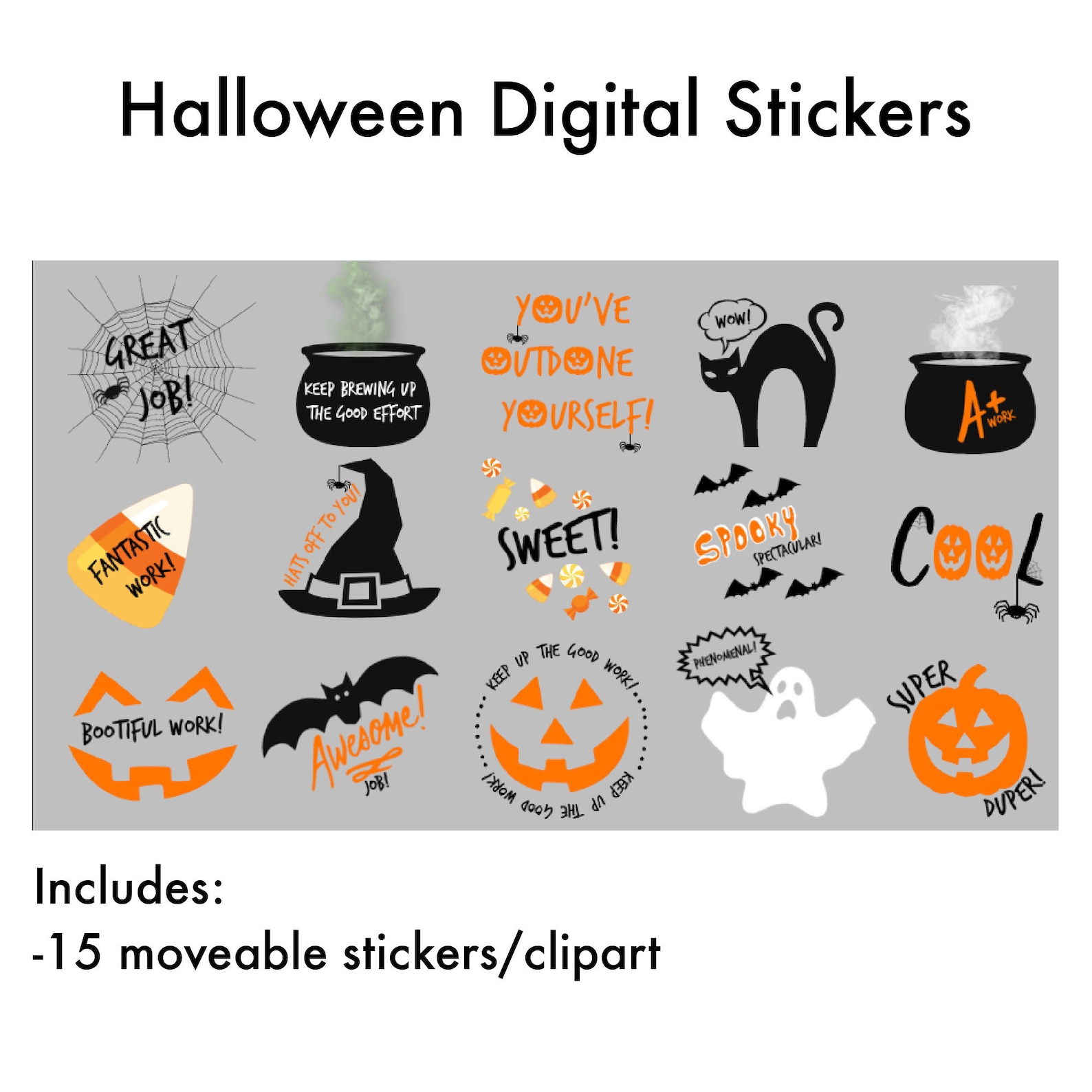 Halloween Digital Stickers for Virtual and Remote Learning - Etsy