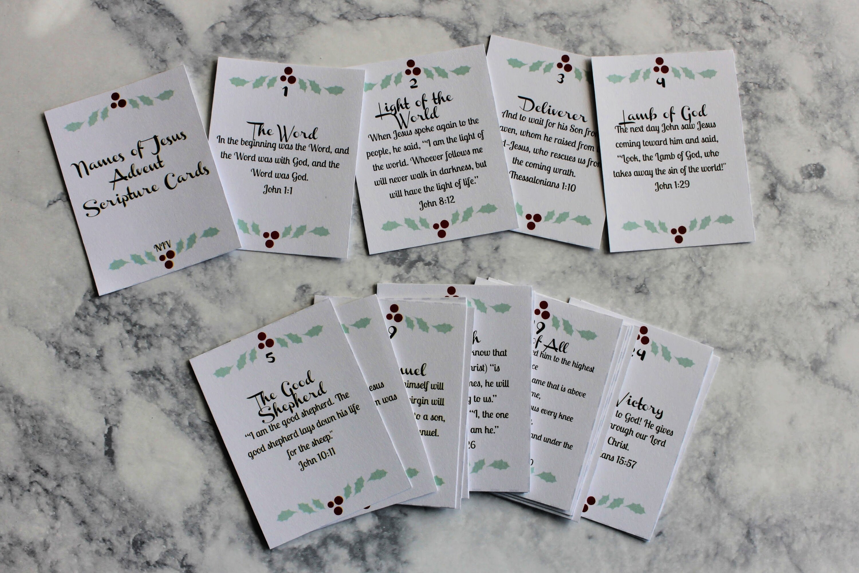 Niv-mini Names of Jesus Advent Scripture Cards, Advent Christmas ...