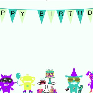 Digital Monster Birthday Party Sticker Kit for Remote & Virtual ...
