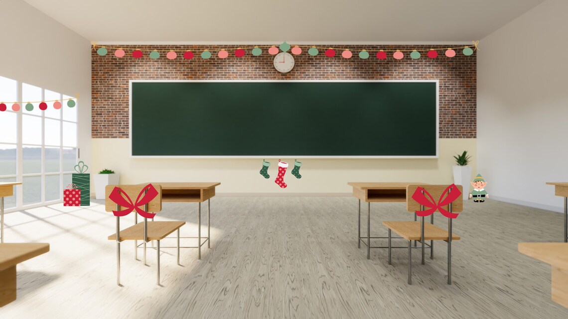 Virtual Christmas Classroom Background for Remote Learning - Etsy