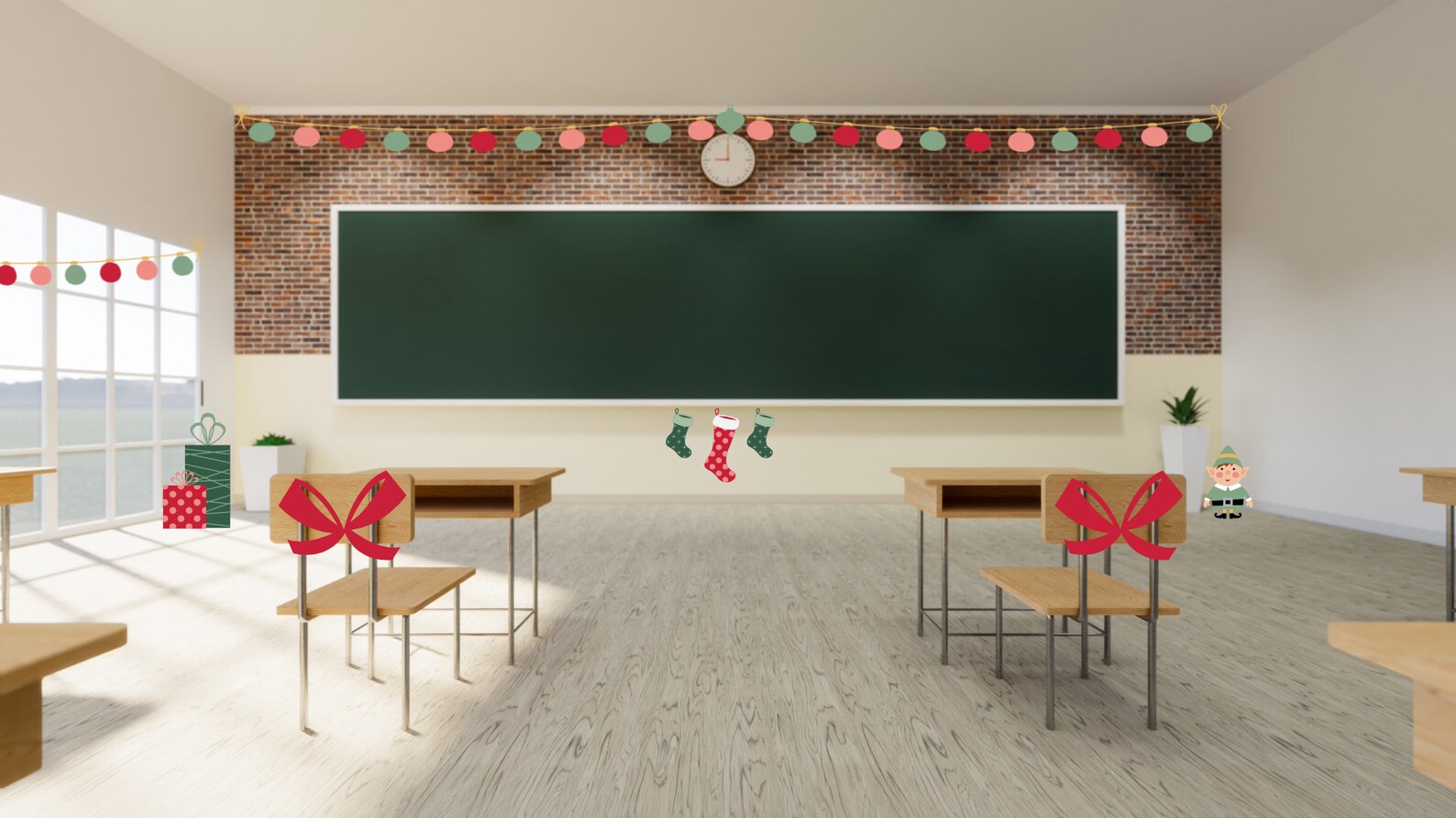 Virtual Christmas Classroom Background for Remote Learning - Etsy