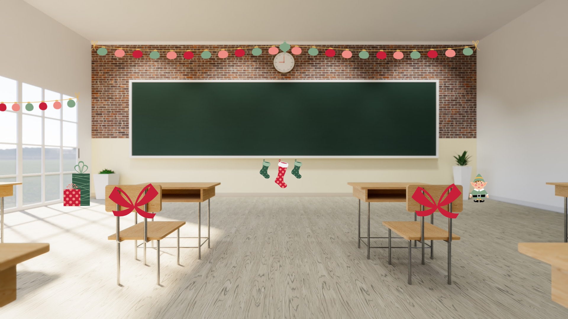 Virtual Christmas Classroom Background for Remote Learning - Etsy