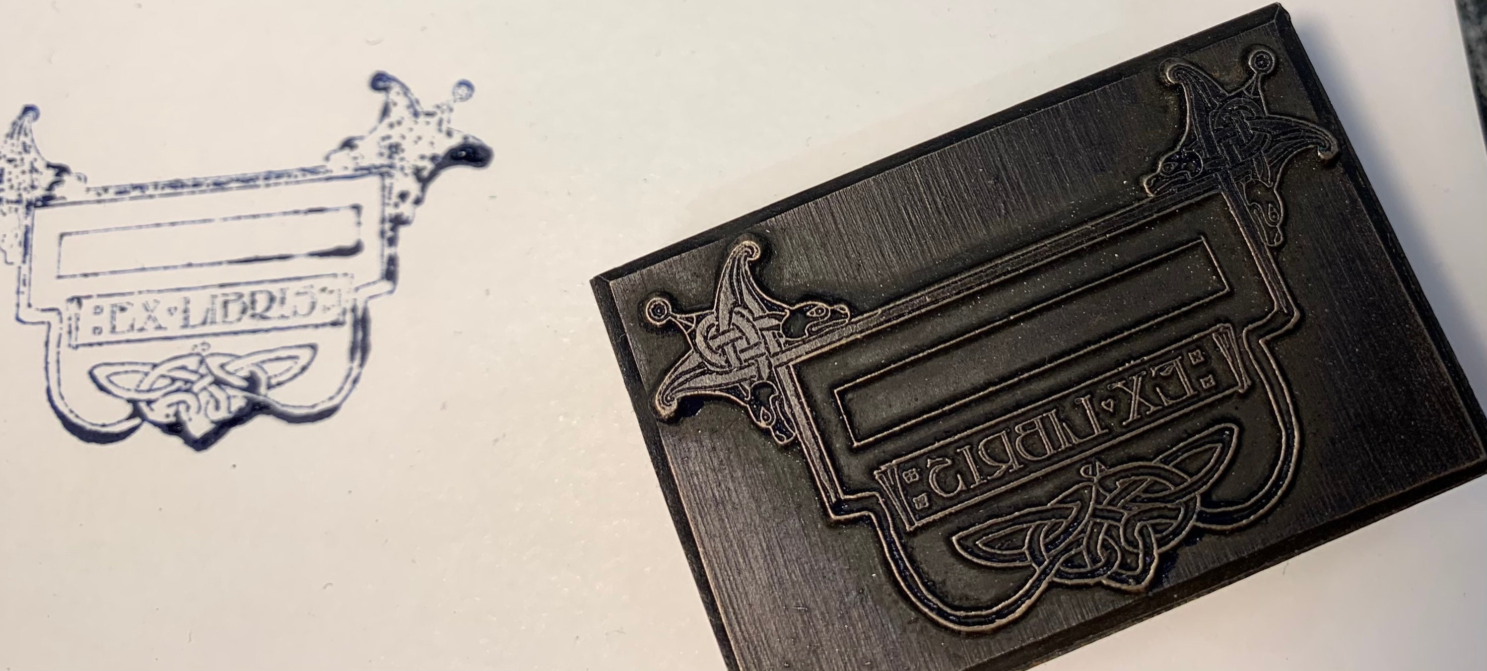 Handmade Ex Libris Bookplate Stamp With Celtic Knot Design - Etsy