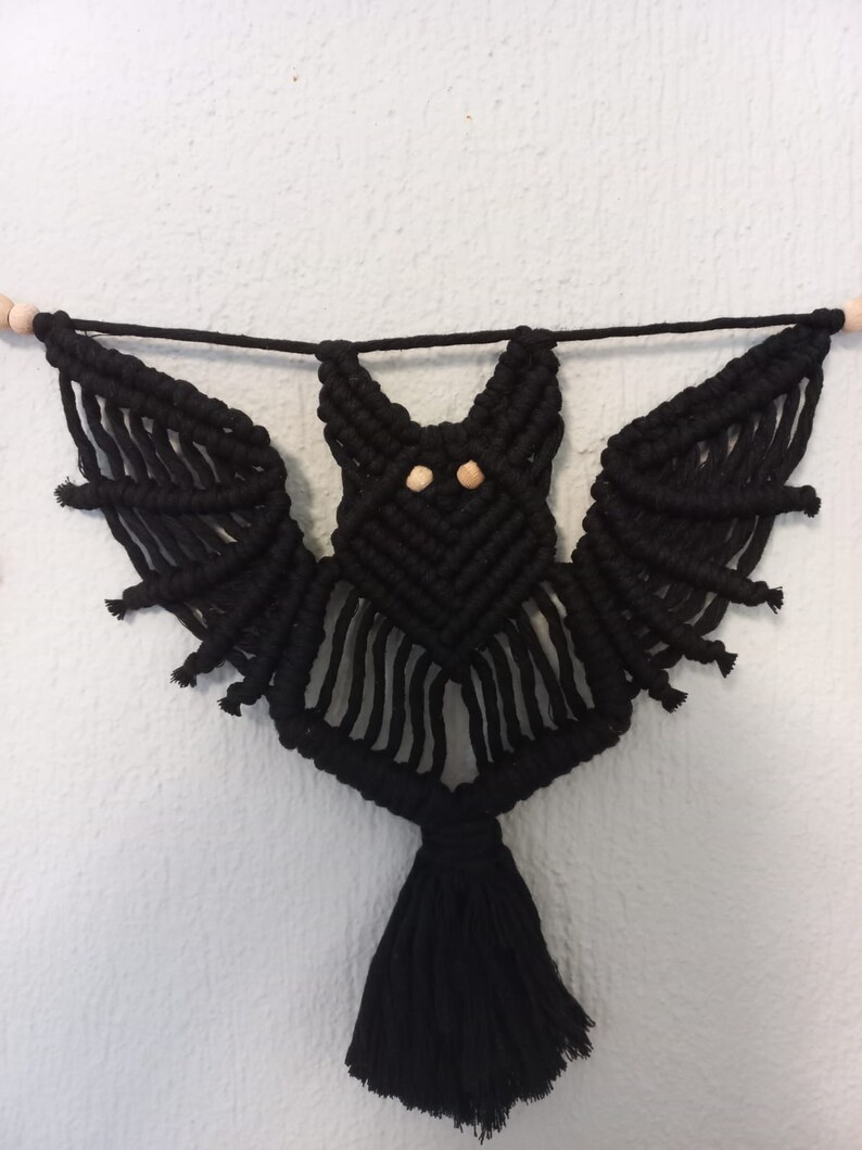 Halloween Home Decor Macrame Bat Wall Ornament Made With - Etsy
