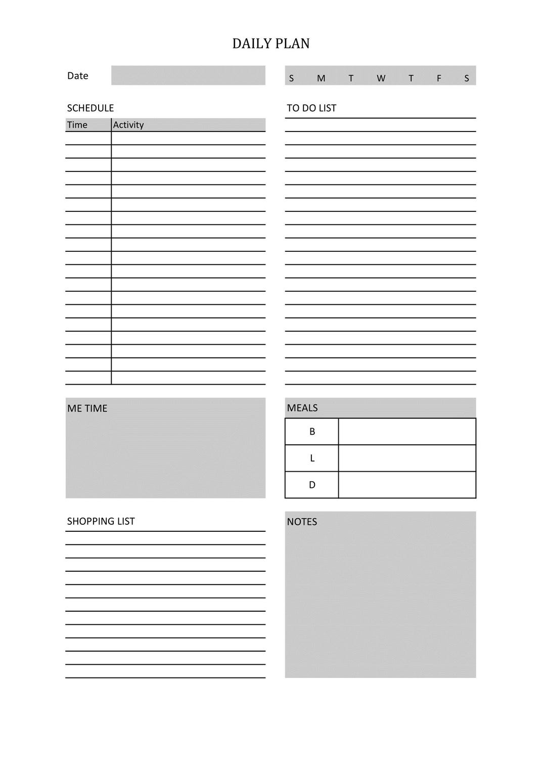 Daily Planner Template Page PDF Instant Download Printable A4 & A5 ...