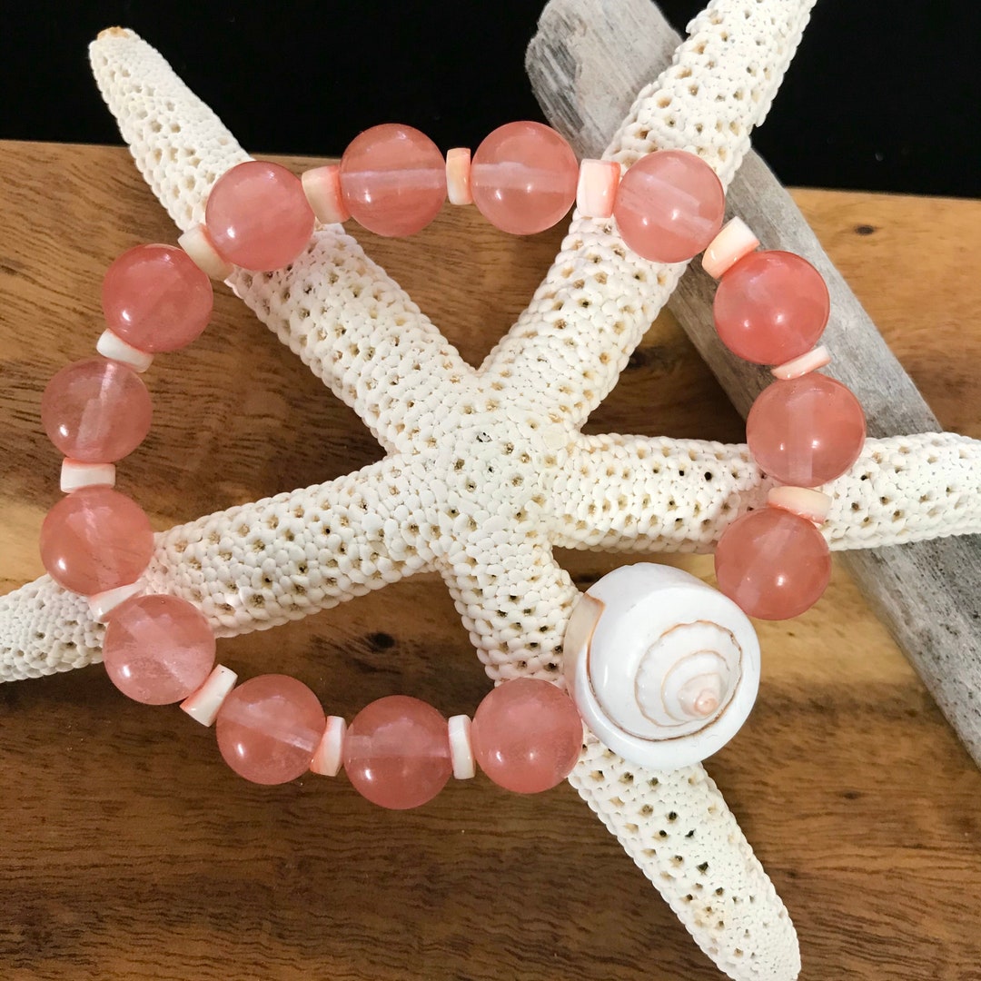 Hula Stretch Bracelet With Heishi Shell Papaya Color Clear - Etsy