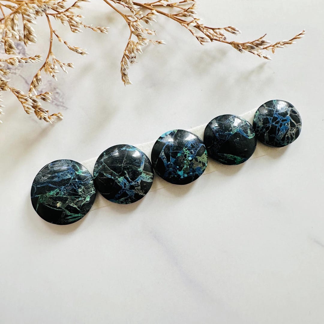 Medium Black Round Yungai Turquoise, Set of 5 - Etsy