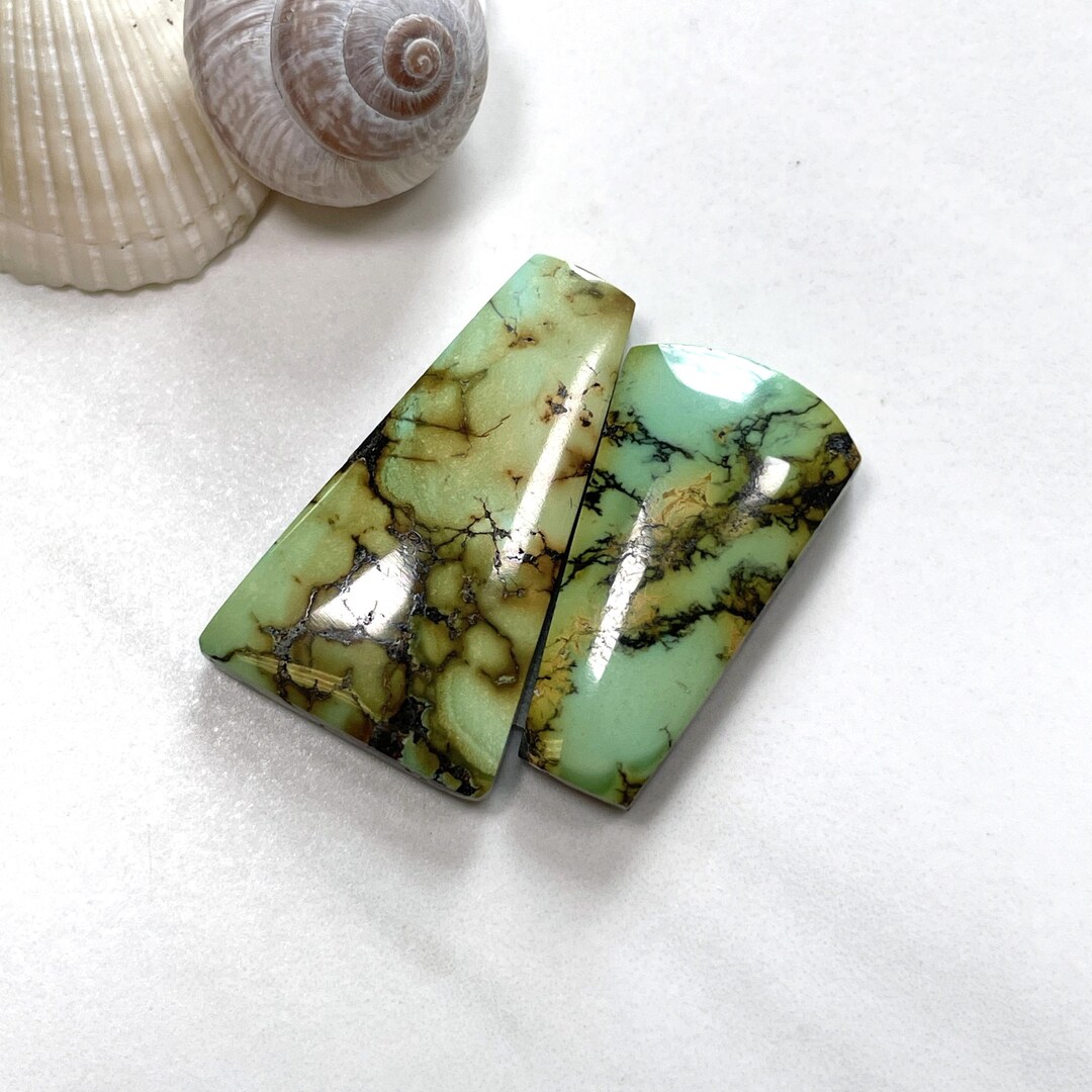 Large Bamboo Green Trapezoid Bamboo Mountain Turquoise, Set of 2 - Etsy