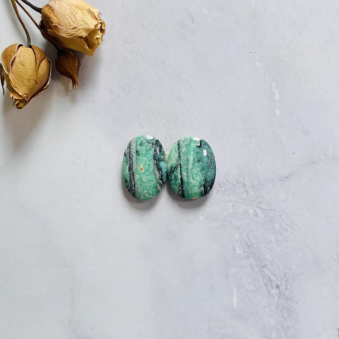 Large Mint Green Oval Crescent Lake Variscite, Set of 2 - Etsy