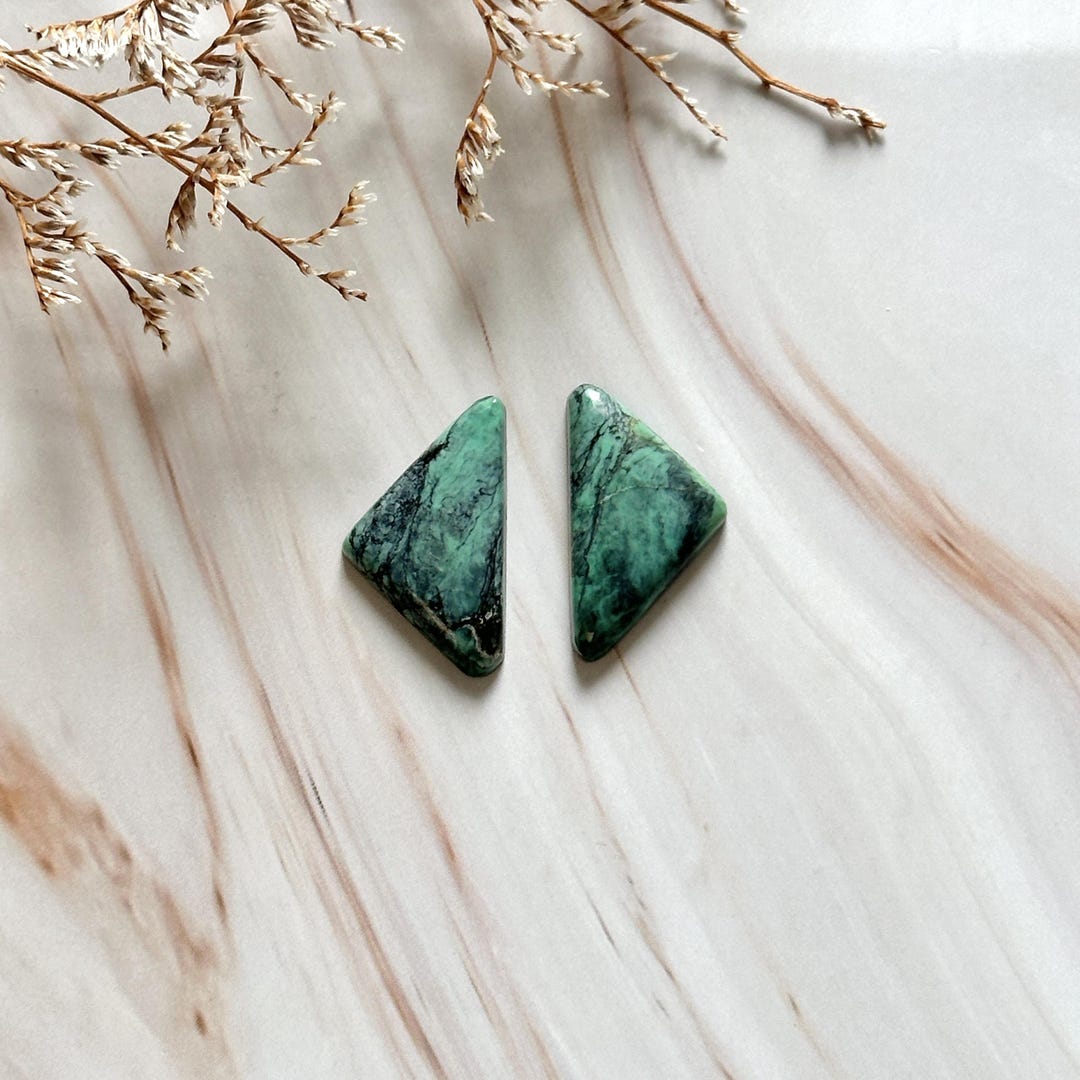 Large Ocean Blue Triangle Crescent Lake Variscite, Set of 2 - Etsy