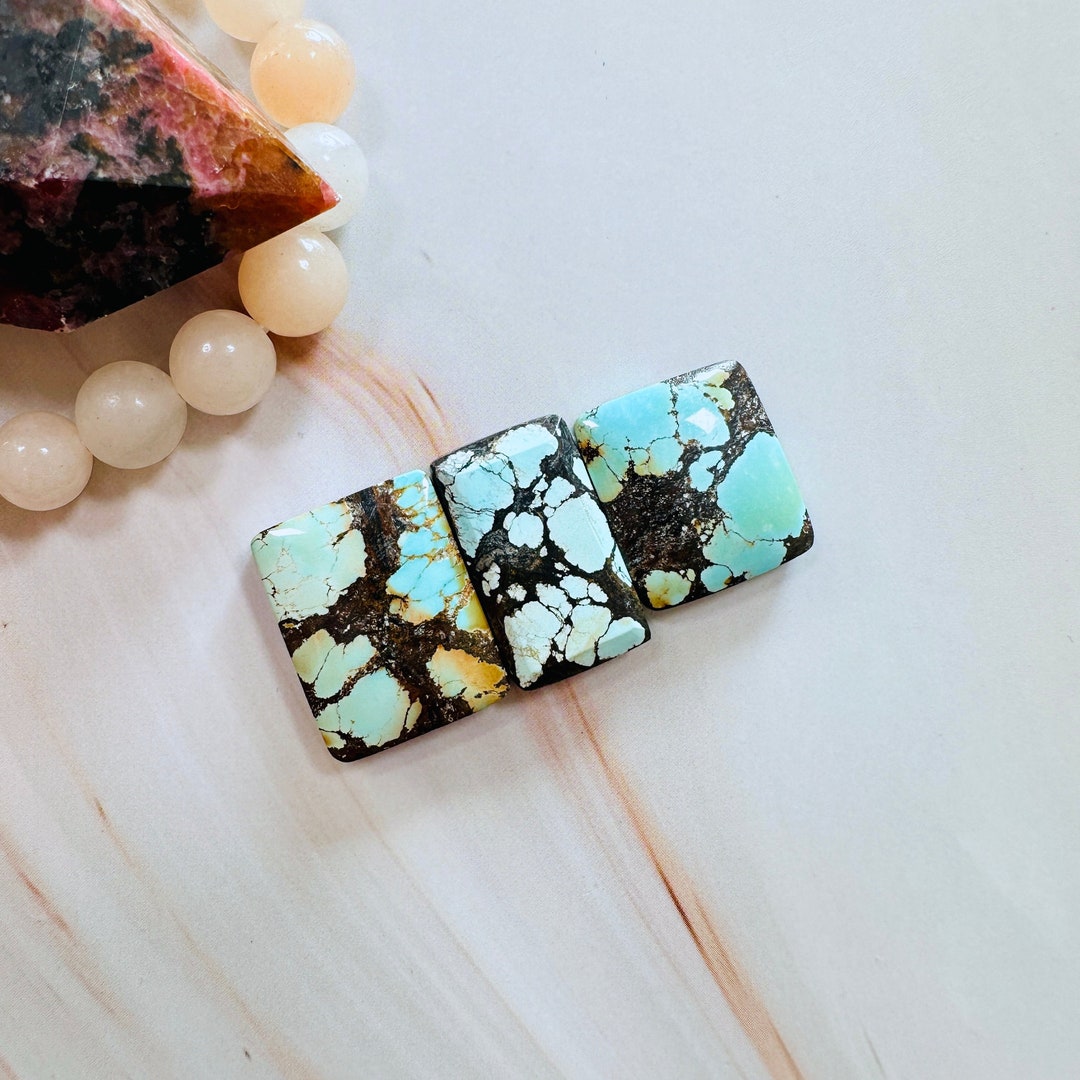 Medium Sky Blue Barrel Treasure Mountain Turquoise Set of 3 - Etsy
