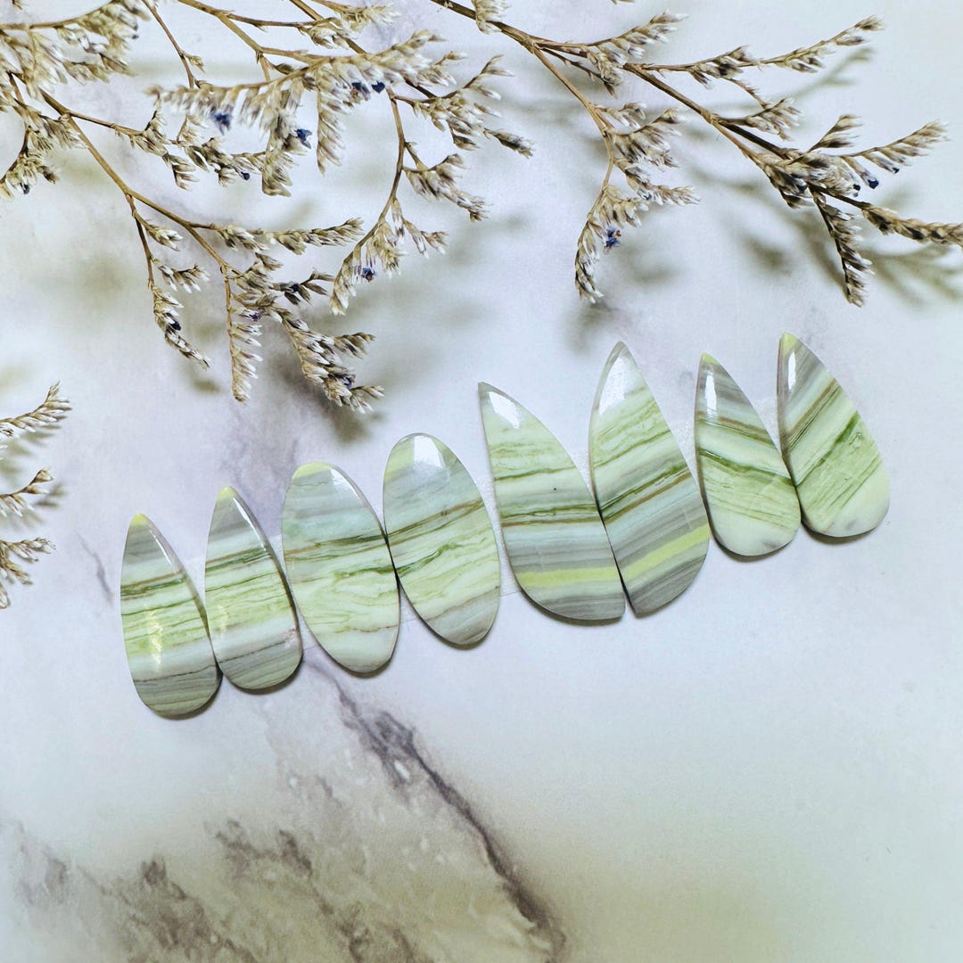 Medium Lime Green Mixed Green Serpentine Serpentine, Set of 8 - Etsy