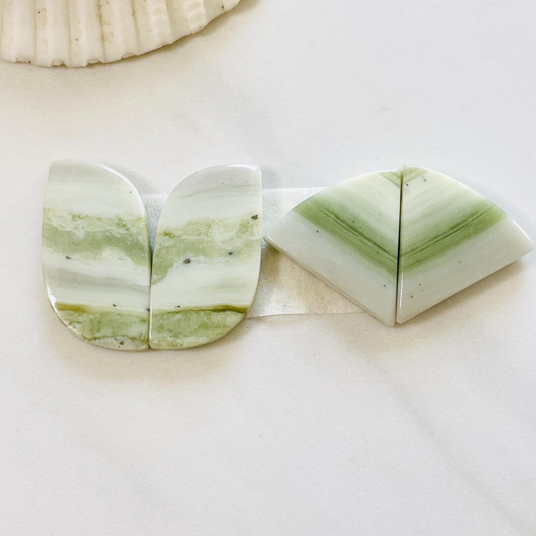 Large Mint Green Mixed Green Serpentine Serpentine, Set of 4 - Etsy