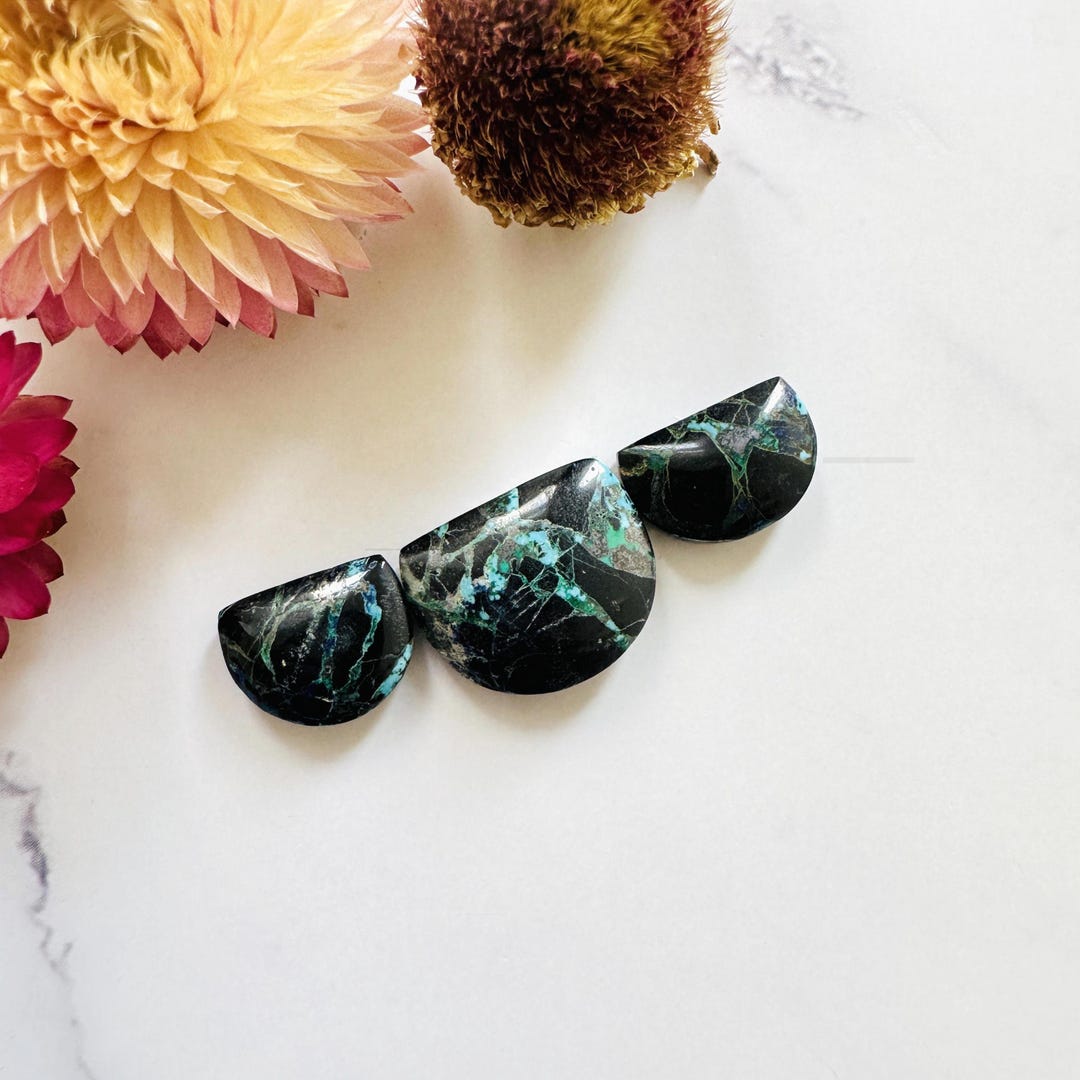 Medium Ocean Blue Half Moon Yungai Turquoise, Set of 3 - Etsy