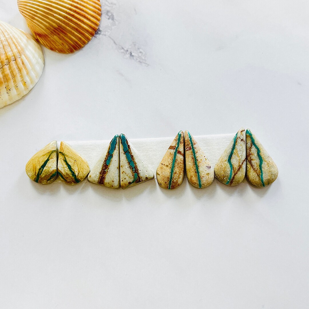 Medium Deep Green Mixed Royston Turquoise, Set of 8 - Etsy