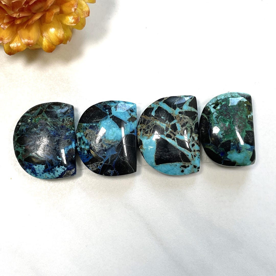 Medium Ocean Blue Half Moon Yungai Turquoise, Set of 4 - Etsy