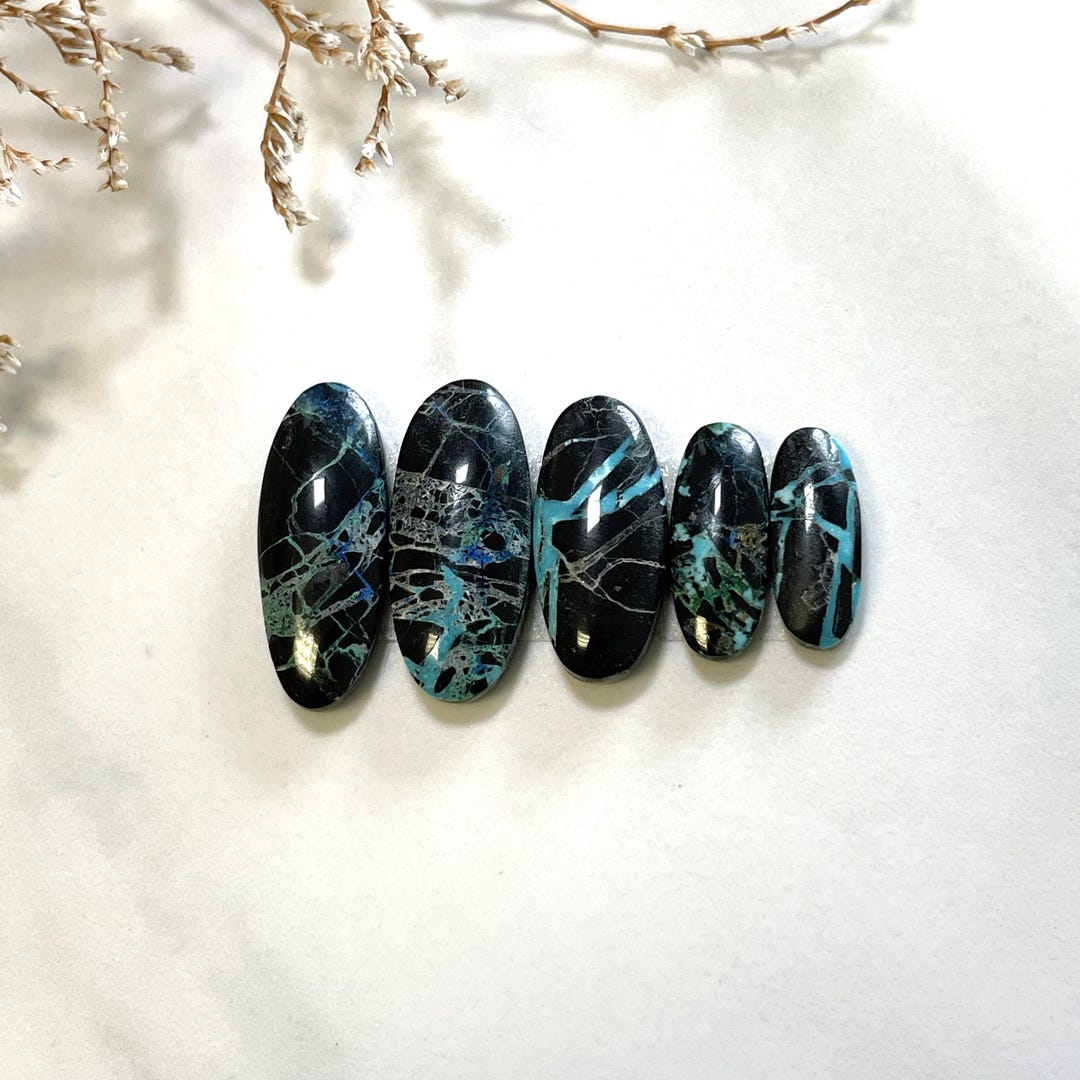 Medium Ocean Blue Oval Yungai Turquoise, Set of 5 - Etsy