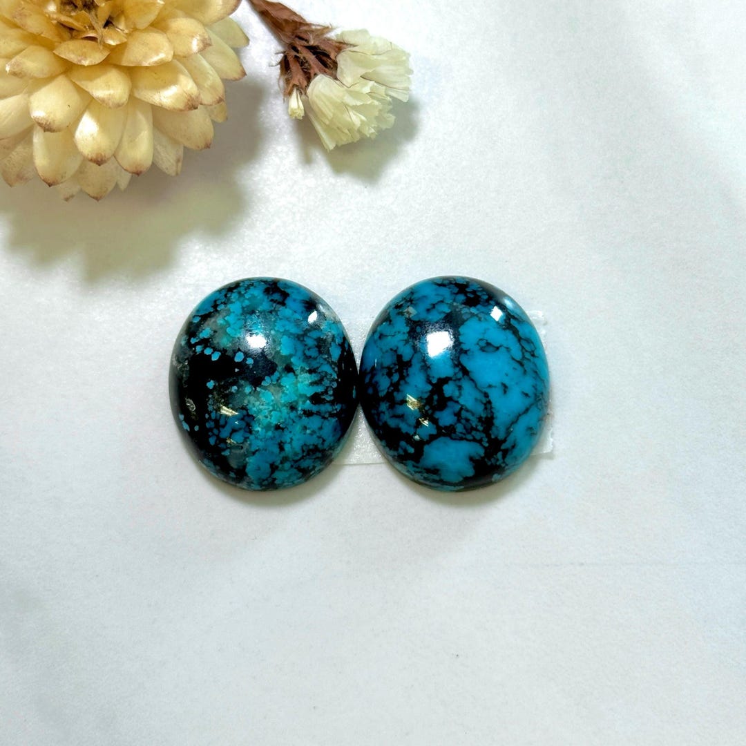 Medium Ocean Blue Oval Yungai Turquoise, Set of 2 - Etsy