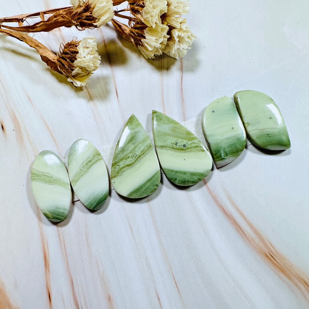 Medium Lime Green Mixed Green Serpentine Serpentine, Set of 6 - Etsy